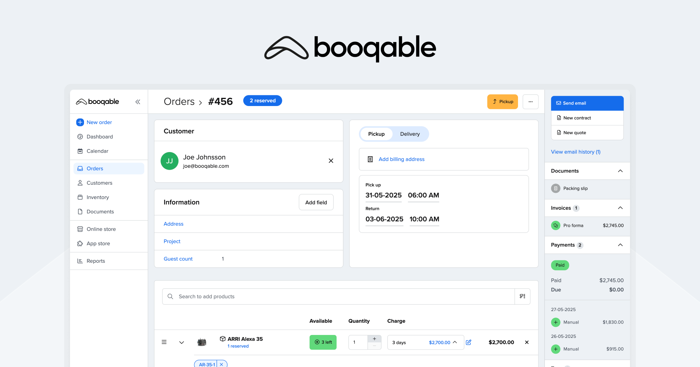 Software de aluguer de tecnologia - Booqable